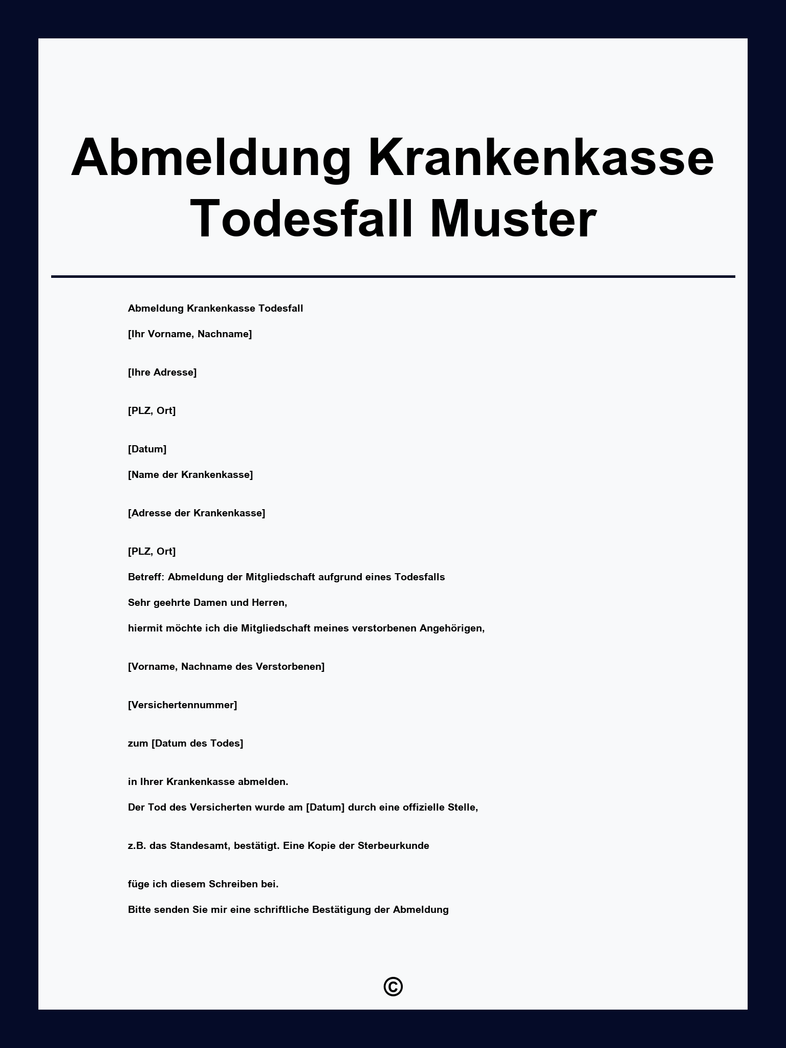Abmeldung Krankenkasse Todesfall Muster